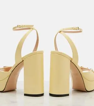 Gucci Horsebit Leather Platform Sandals - Yellow
