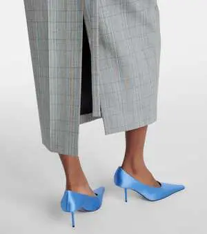 Victoria Beckham Checked Virgin Wool Midi Skirt