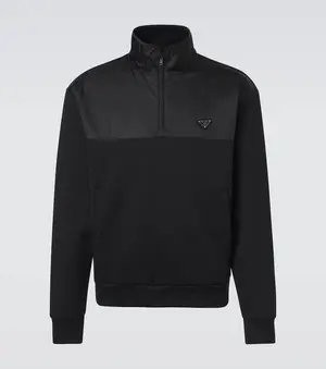 Prada Cotton-blend Fleece Half-zip Sweatshirt