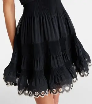 Zimmermann Embroidered Ruffled Minidress - Black