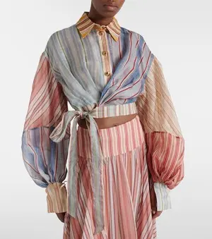 Zimmermann Rebellion Striped Linen And Silk Blouse - Multicoloured