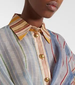 Zimmermann Rebellion Striped Linen And Silk Blouse - Multicoloured