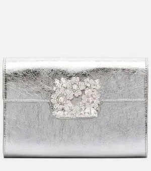 ROGER VIVIER Efflorescence Mini Metallic Leather Clutch
