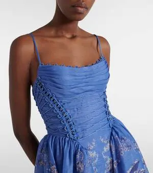 Zimmermann Rebellion Linen And Silk Bustier Dress