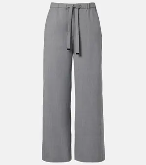Max Mara Baia Wool-Blend Wide-Leg Pants Grey