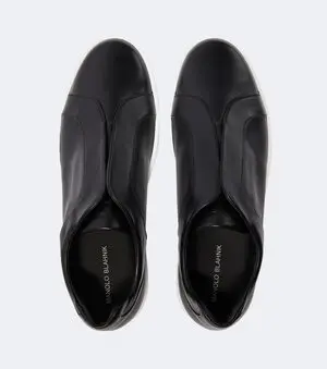 Manolo Blahnik Agilio Leather Sneakers - Black