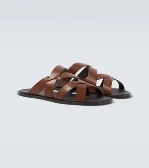 Manolo Blahnik Marvin Leather Sandals - Brown