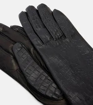 TOTEME Croc-effect Leather Gloves