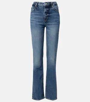 FRAME The Ruler Distressed Straight Jeans - Blue