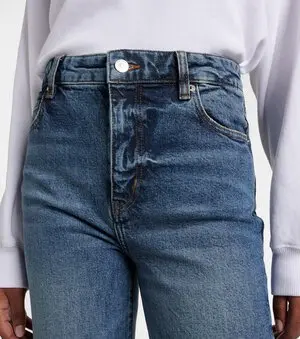 FRAME The Ruler Distressed Straight Jeans - Blue