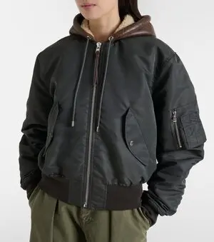 JW Anderson Shearling-trimmed Bomber Jacket - Green