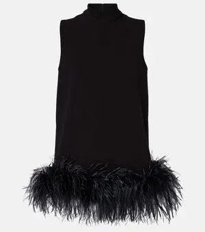 Max Mara Feather-trimmed Top - Black