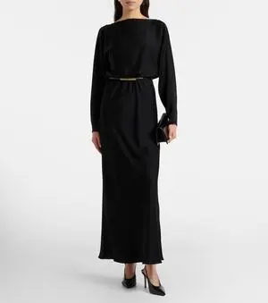 Max Mara Draped Satin Gown - Black
