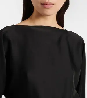 Max Mara Draped Satin Gown - Black