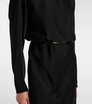 Max Mara Draped Satin Gown - Black