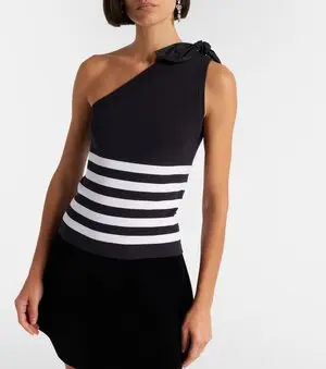 PATOU Striped One-shoulder Top