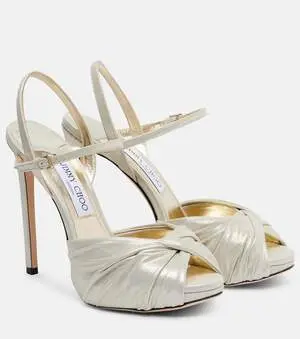 JIMMY CHOO Elly 120 Suede Platform Sandals - Gold