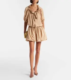 PATOU Tie-neck Mini Dress - Beige