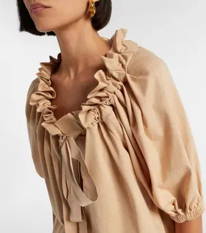 PATOU Tie-neck Mini Dress - Beige