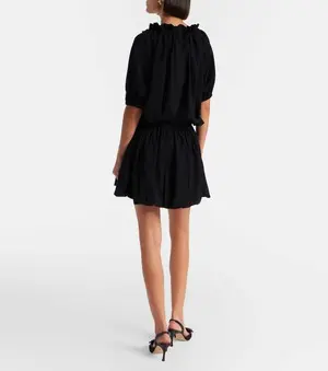 PATOU Tie-neck Cotton Faille Minidress - Black
