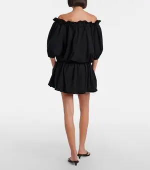 PATOU Tie-neck Cotton Faille Mini Dress - Black