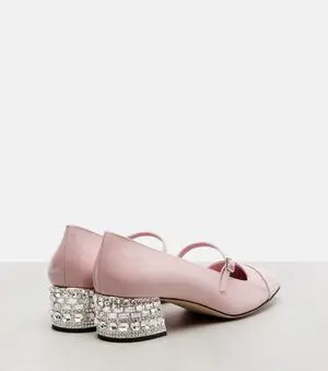 JIMMY CHOO Elisa 45 Embellished Patent Leather Pumps - Pink
