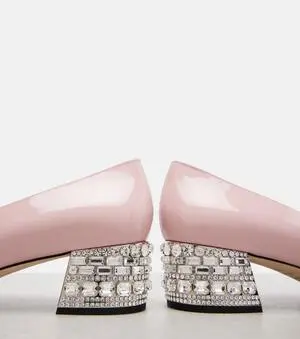 JIMMY CHOO Elisa 45 Embellished Patent Leather Pumps - Pink