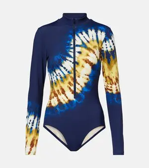 ALEMAIS Alémais Martine Draped Printed Rashguard Top - Blue