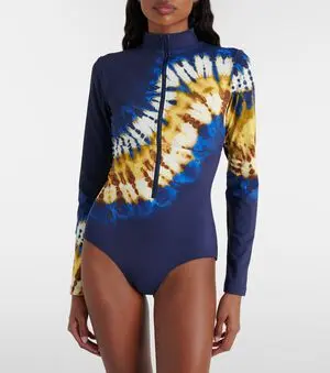 ALEMAIS Alémais Martine Draped Printed Rashguard Top