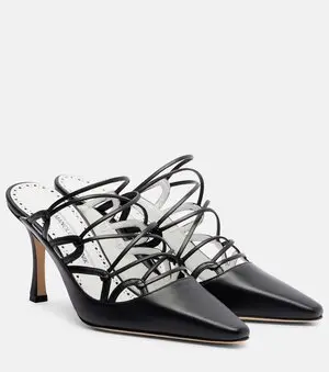 Manolo Blahnik Netas 90 Leather Mules