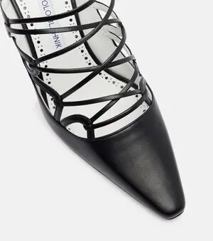 Manolo Blahnik Netas 90 Leather Mules