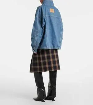 Attico Plaid Pleated Midi Skirt - Brown