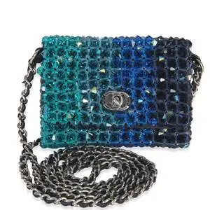 Chanel Ombre Beaded Micro Clutch On Chain - Blue