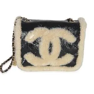CHANEL Chanel Shiny Crumpled Sheepskin Shearling CC Mania Flap Bag