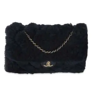 Chanel Shearling Quilted Lambskin Flap Bag