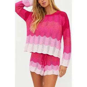 Beach Riot Beach Cover-up Sweater - Electric Pink