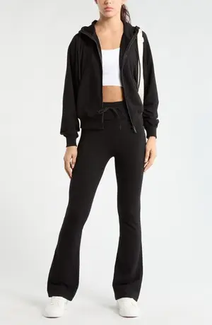 Zella Weekend French Terry Flare-leg Pants - Black