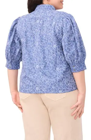 CECE DUPRAZ Daisy Embroidered Chambray Top