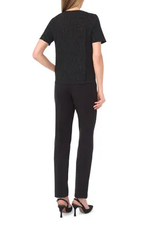 Halogen Pintuck Crepe Knit Jacquard Top