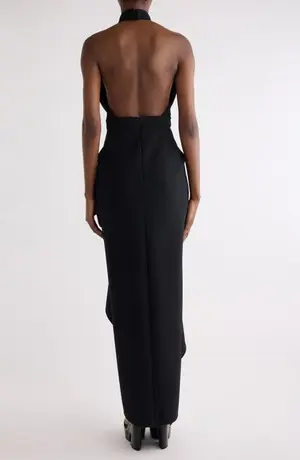 Givenchy Draped Stretch Wool Blend Halter Dress