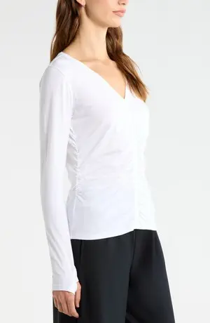 Zella Ruched Long-sleeve T-shirt - White