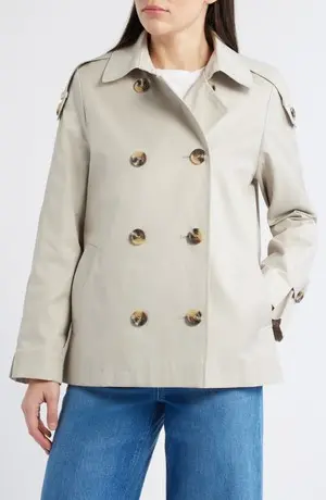 Sam Edelman Double-breasted Water Repellent Swing Jacket