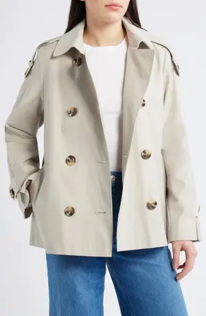 Sam Edelman Double-breasted Water Repellent Swing Jacket