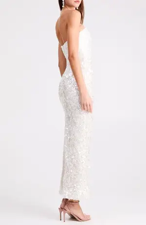 HELSI Leslie Sequin Column Gown - Off White