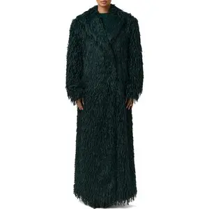 Naked Wardrobe Long Faux Feather Coat