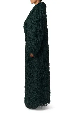 Naked Wardrobe Long Faux Feather Coat