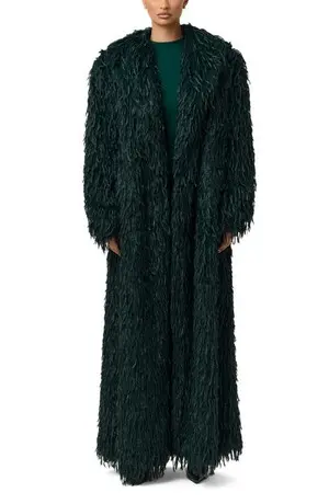 Naked Wardrobe Long Faux Feather Coat