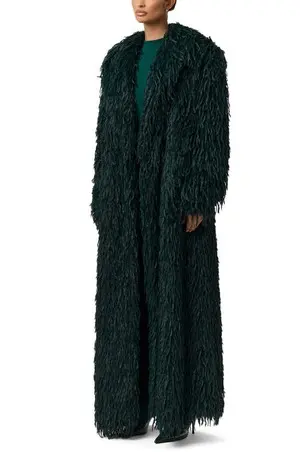 Naked Wardrobe Long Faux Feather Coat