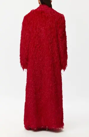 Naked Wardrobe Long Faux Feather Coat