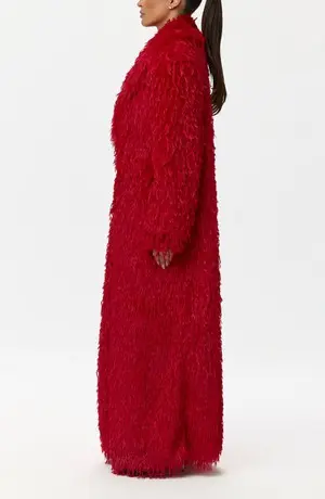 Naked Wardrobe Long Faux Feather Coat